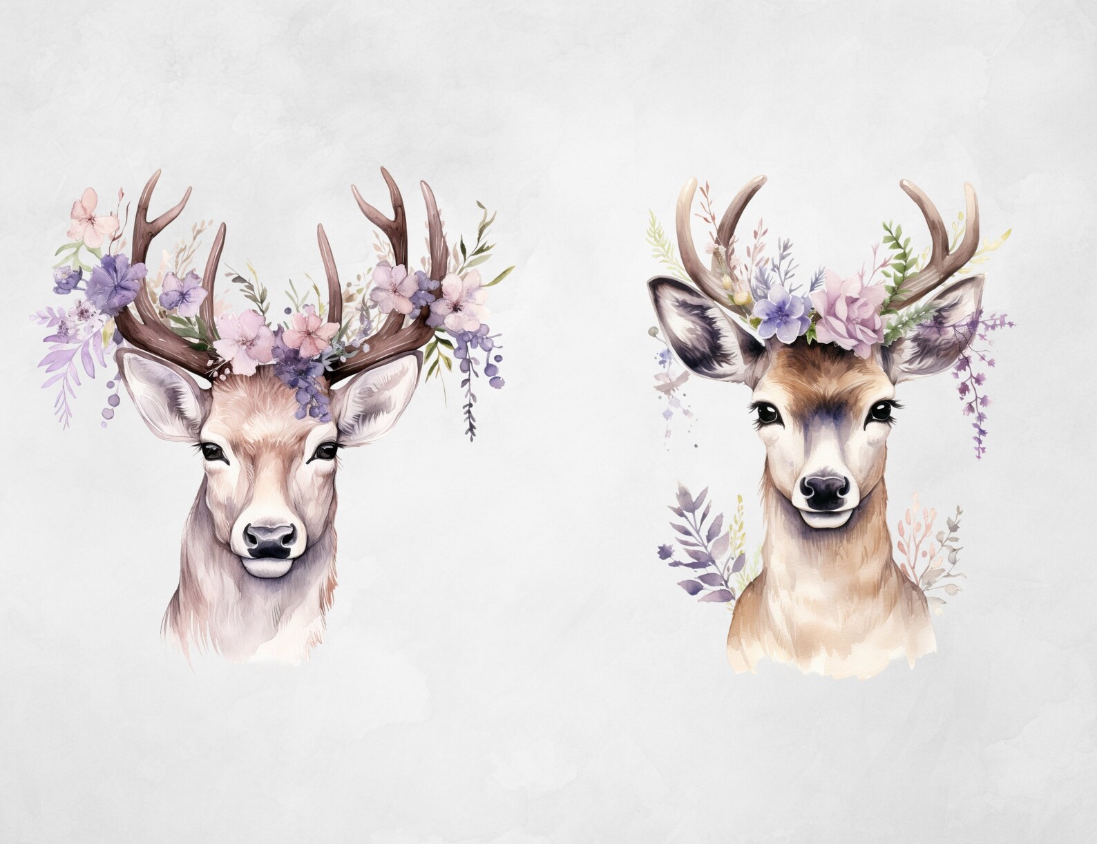 Lavender Floral Wreath Clipart, Purple Watercolor Flowers Pack, Wedding ...