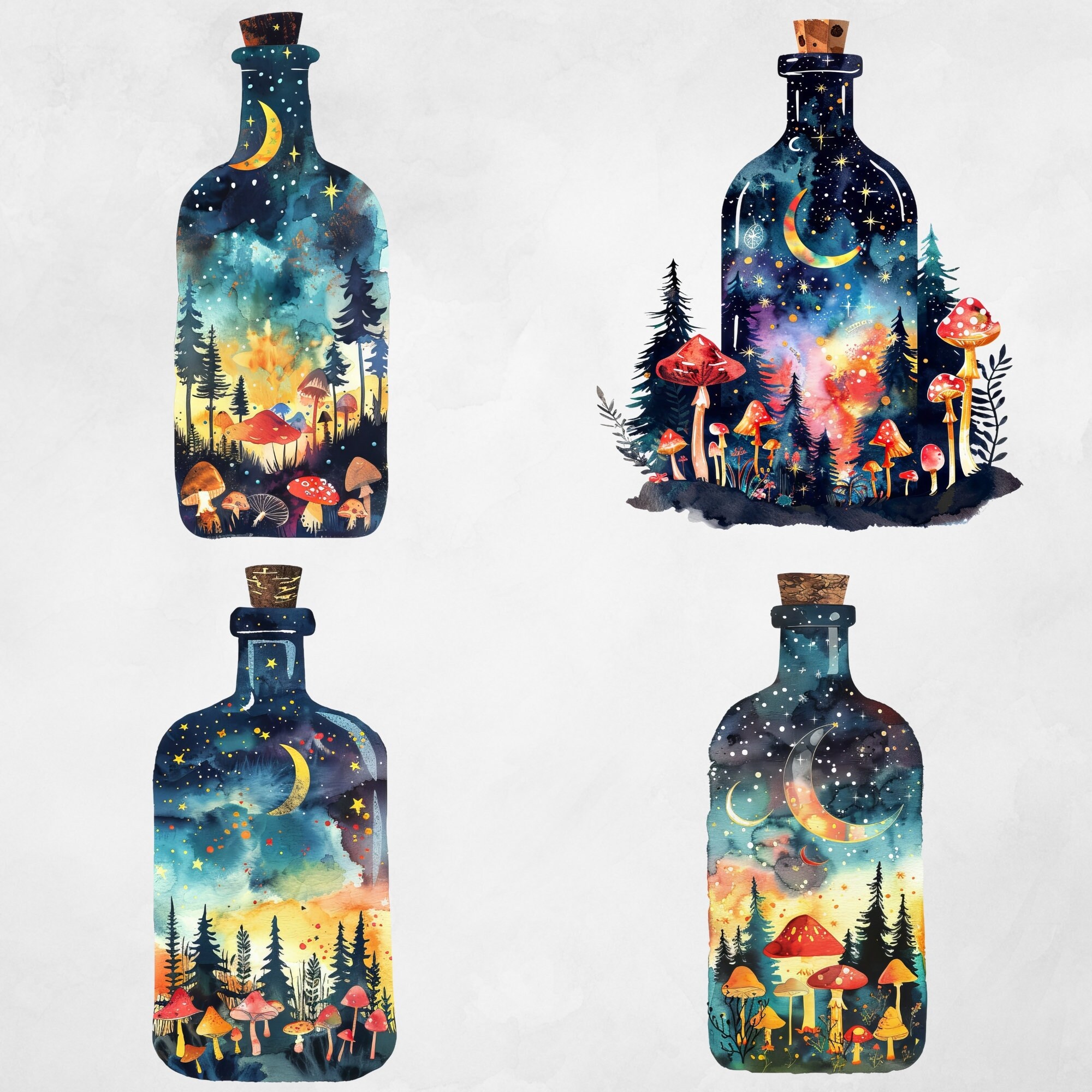 Magic Potion Bottle Clipart, Fantasy Watercolor. Fairy, Witch, Bottled ...