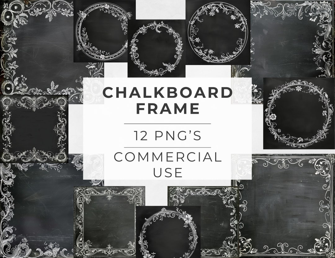 Chalkboard Frame Clipart, Chalkboard Sign, Vintage Frame Clipart ...