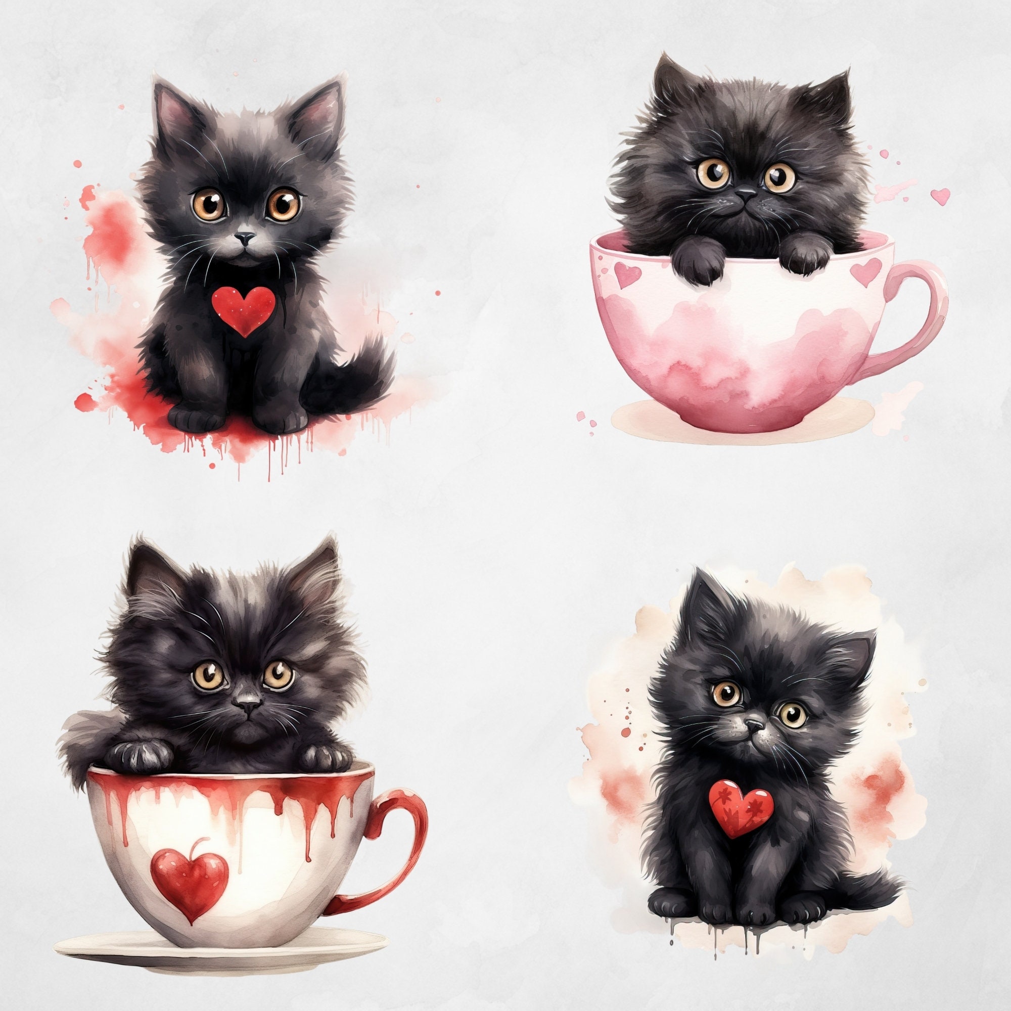 Cute Cat Valentine Clipart, Valentines Day Png, Love, Cat in Love ...