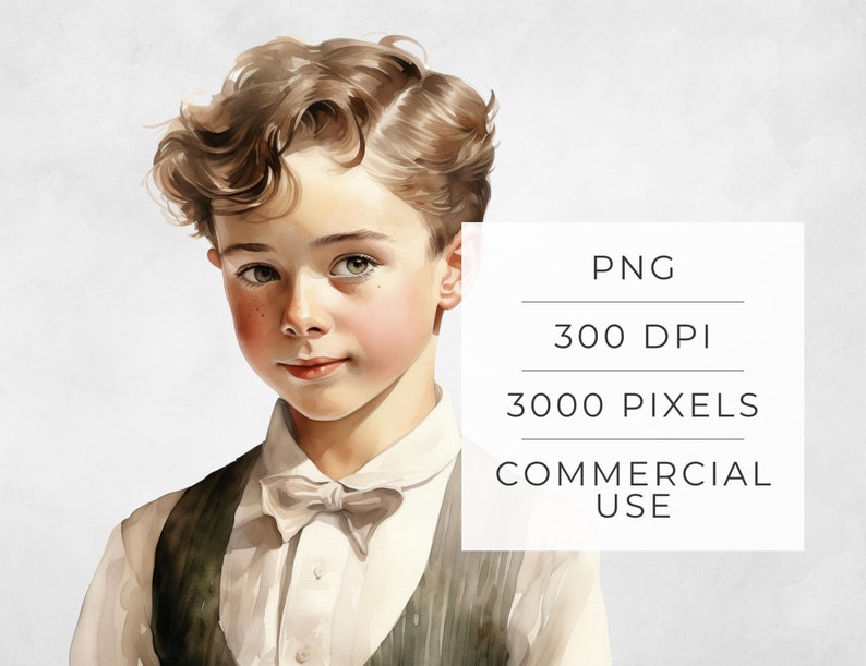 Victorian Little Boy Clipart, Watercolor, DIGITAL DOWNLOAD, Printable ...