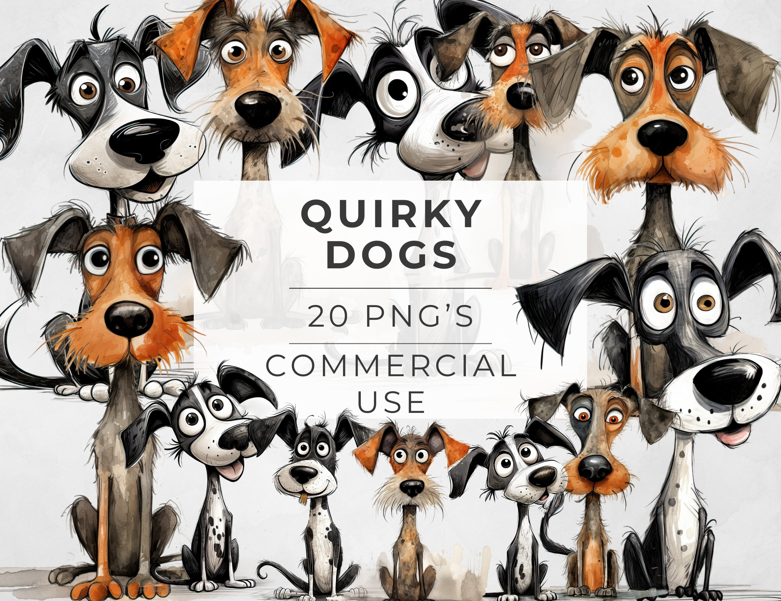 Quirky Dog Clipart, Funny Dogs, Silly, Canines, Cute Pet Sublimation ...