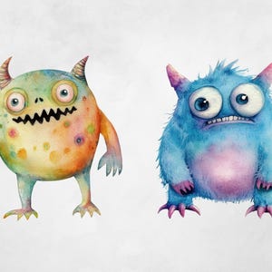Little Monsters Clipart, Cute Birthday Graphics, Nursery Wall Art ...