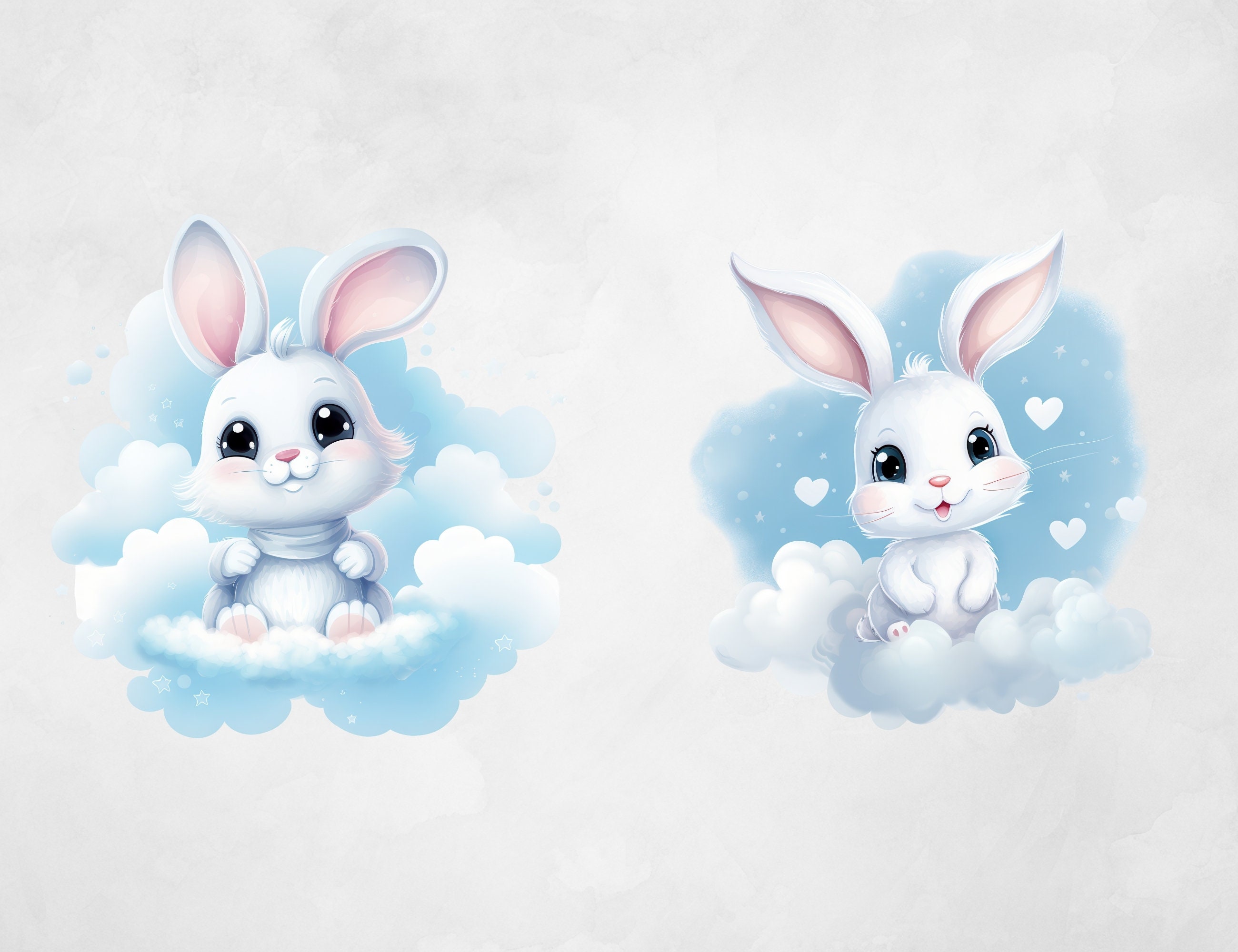 Rabbit in Cloud Clipart, Cute Bunny, Nursery Images, Watercolor ...