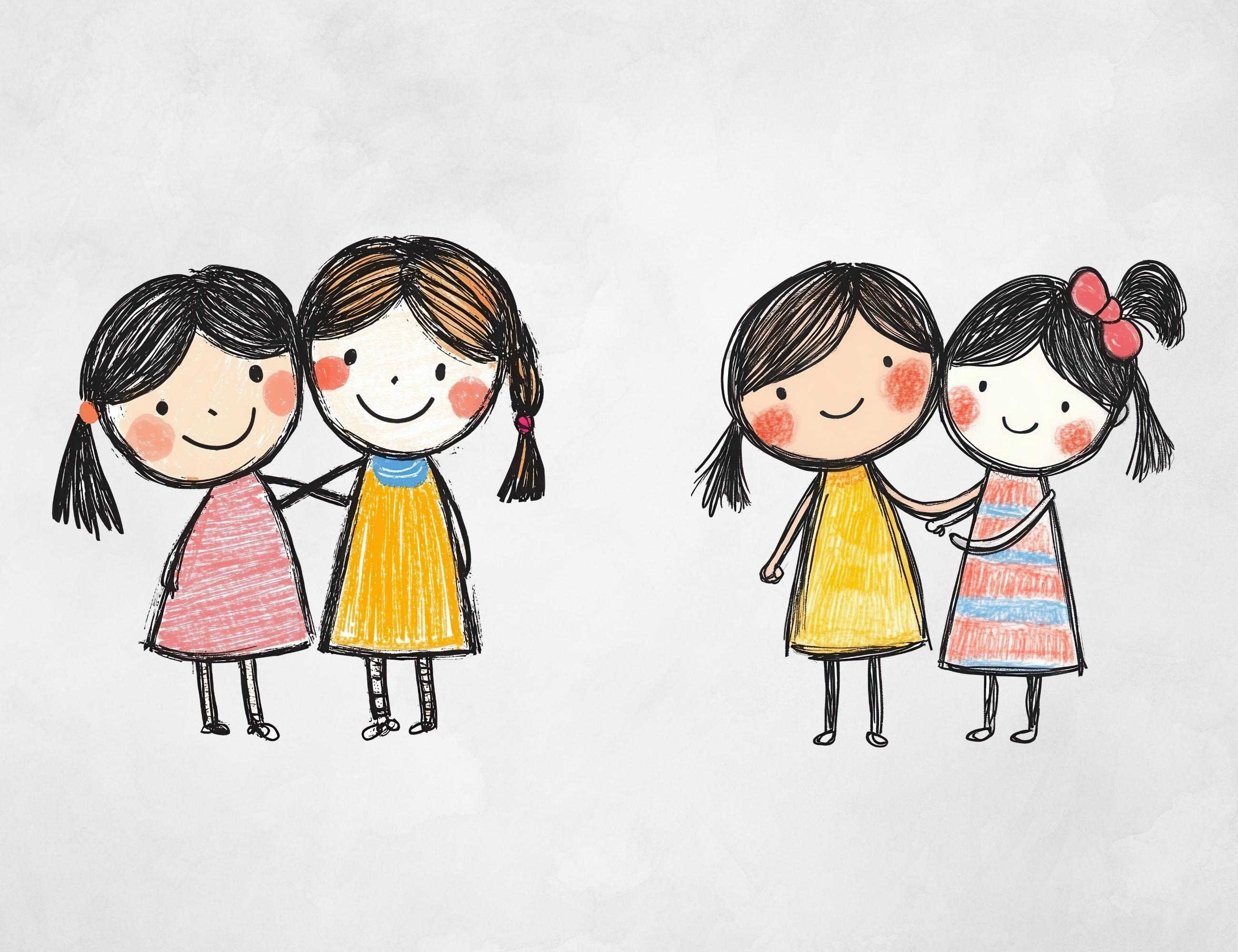 Sibling Clipart: Brother and Sister Doodles (transparent PNG, Digital ...