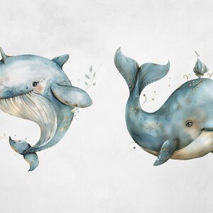 Watercolor Clipart Whale, Whimsical and Cute, Ocean Animals, Quirky ...