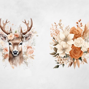 Watercolor Terracotta Bouquets, Ivory Flowers Pack, Autumn Floral ...