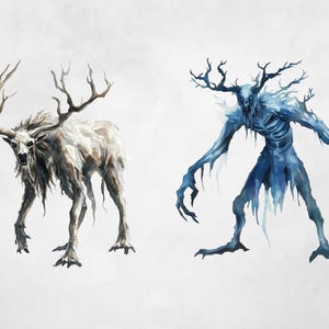 Wendigo Clipart, Watercolor Monster, Cryptid Monster, Mythical Beast ...