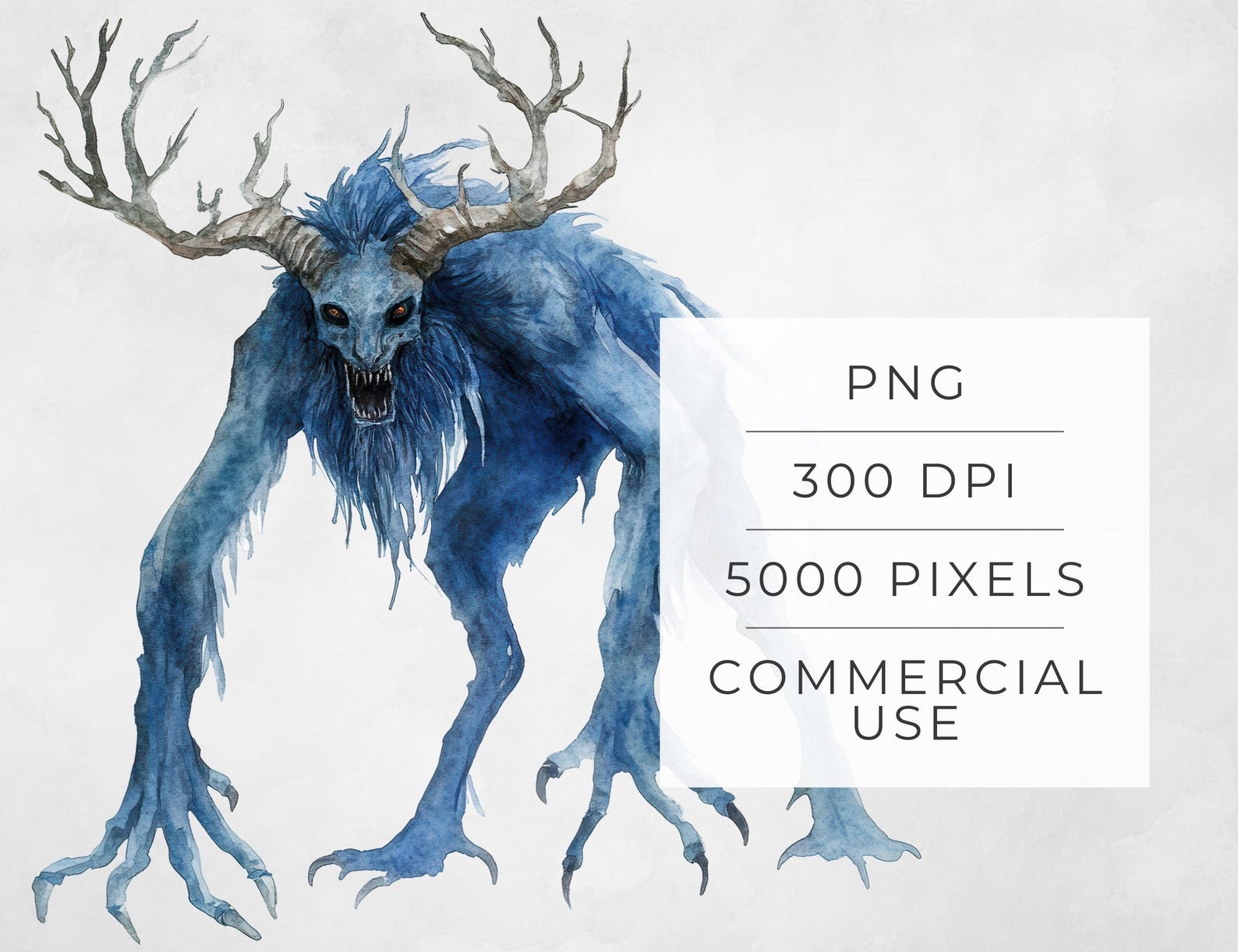 Wendigo Clipart, Watercolor Monster, Cryptid Monster, Mythical Beast ...