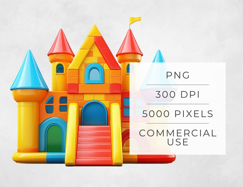 Bounce House Clipart: Summer Party, Birthday Invitation (transparent ...