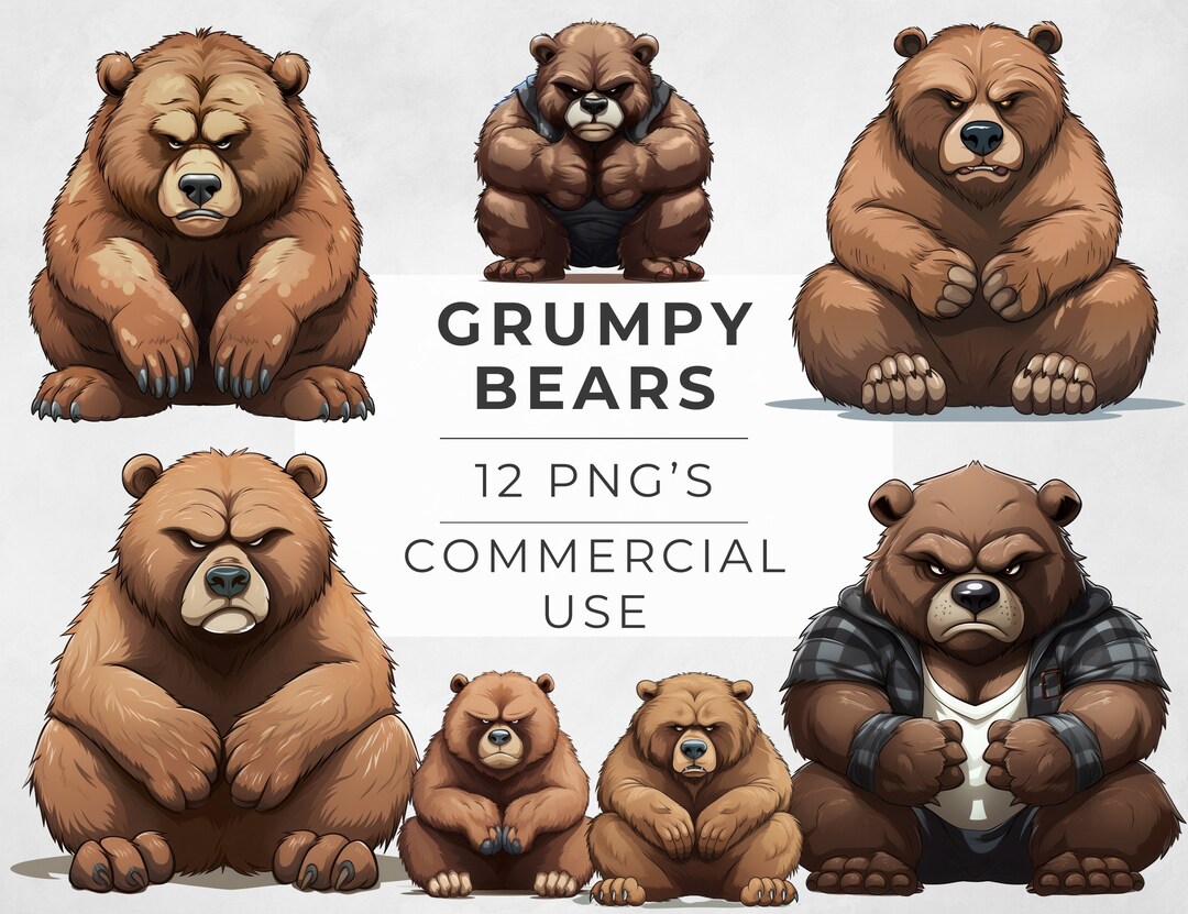 Grumpy Bear Clipart, Teddy Bear, Watercolor Bear, Scrapbook ...