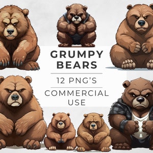 Grumpy Bear Clipart, Teddy Bear, Watercolor Bear, Scrapbook ...