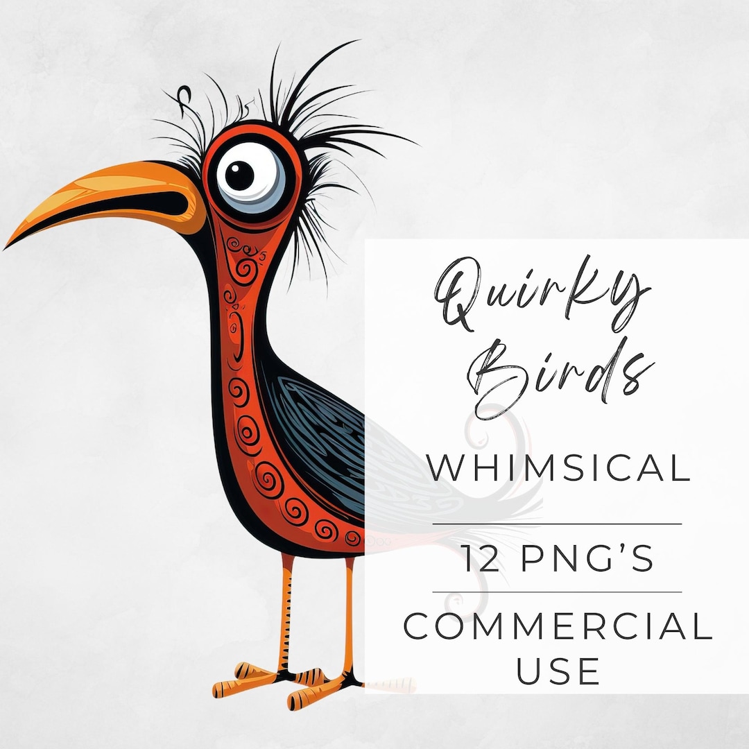 Quirky Bird Clipart, Cute Animals, Scrapbook, Watercolor, Junk Journal ...