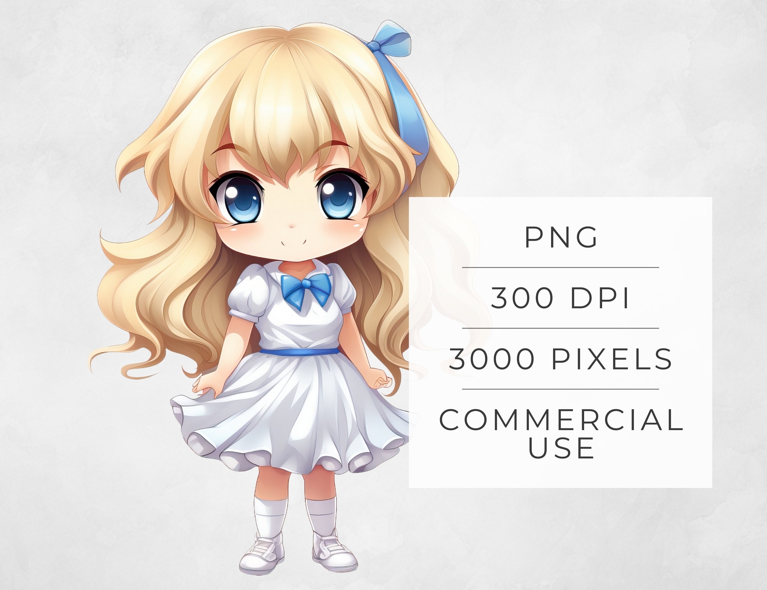 Chibi Girl Clipart, Cute Cartoon, Female, Blonde Hair, Fashion ...