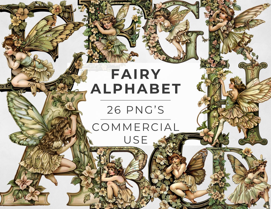 Fairies Alphabet Clipart, Watercolor Letters, Fairy Tale Sublimation ...