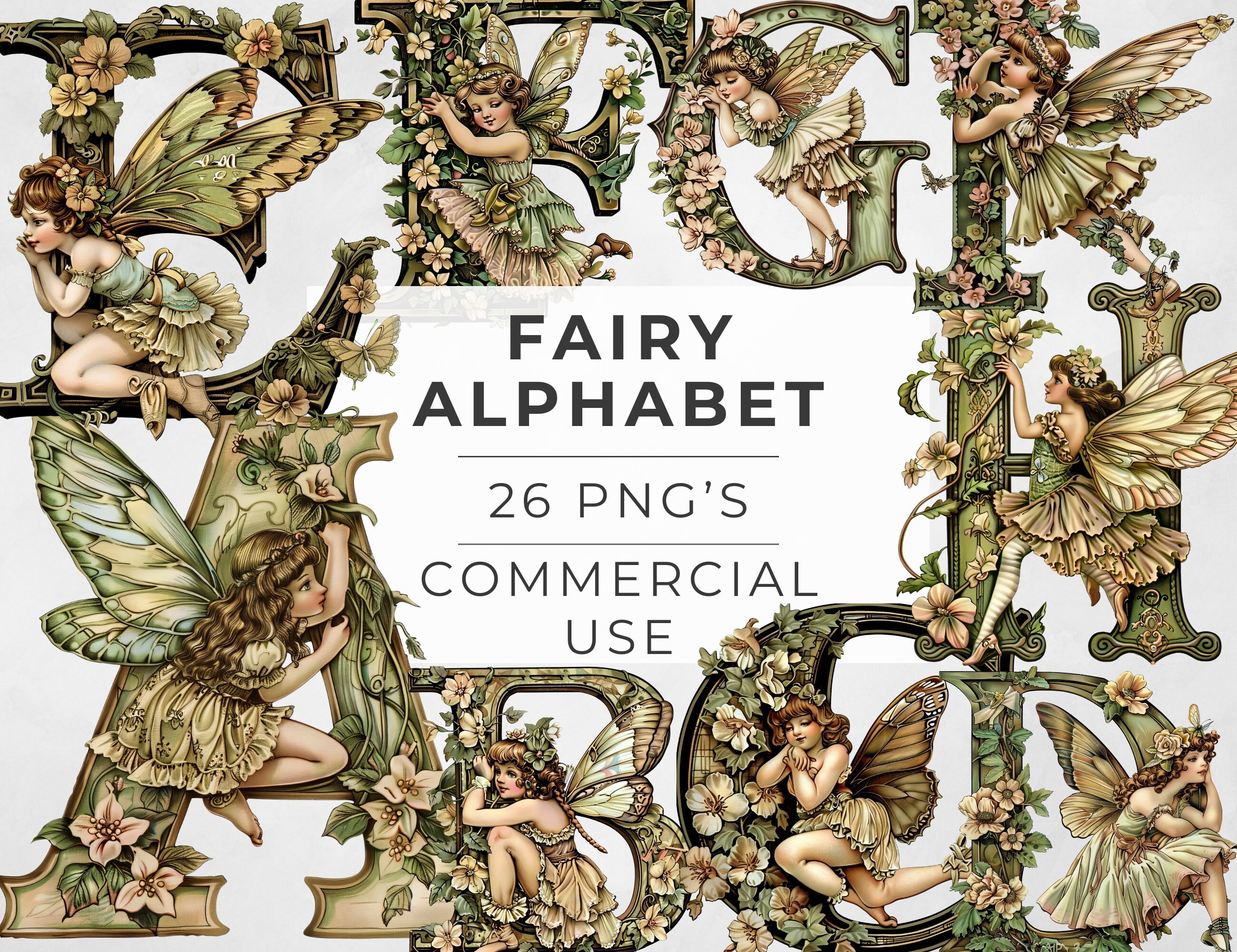 Fairies Alphabet Clipart, Watercolor Letters, Fairy Tale Sublimation ...