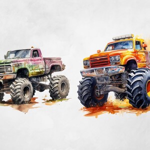 Monster Jam Truck Clipart, Watercolor Big Truck Party, Shirt ...