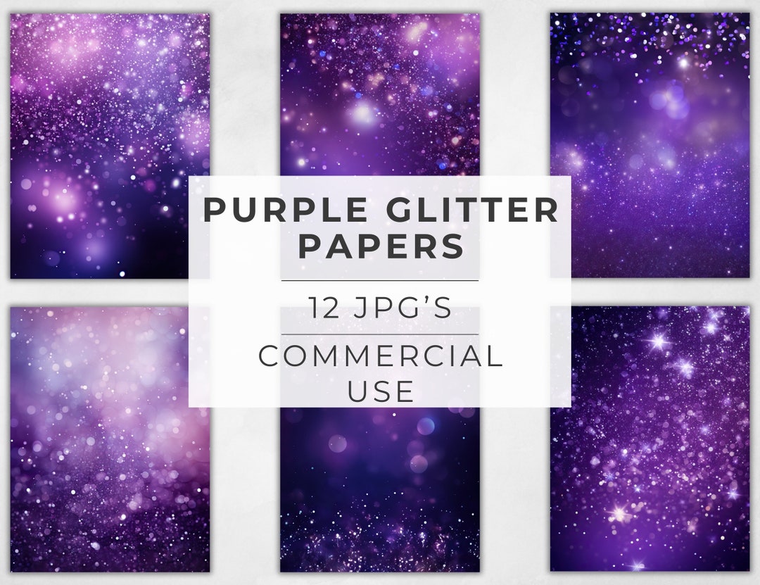 Purple Glitter Digital Paper, Party, Disco, Journal Covers, Backgrounds ...
