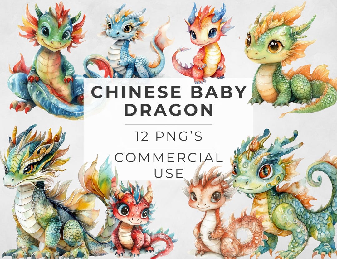 Chinese Baby Dragon Clipart, Watercolor Lunar Year, Festive, Festival ...