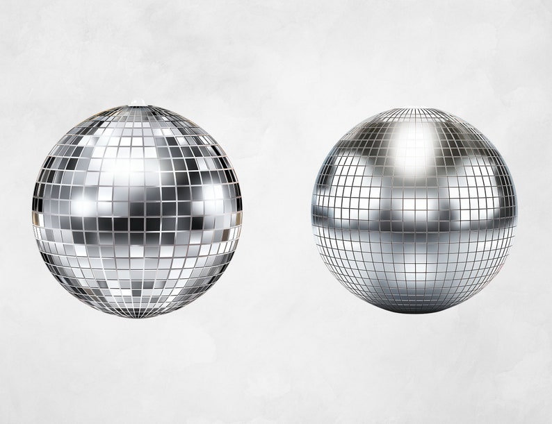 Silver Disco Ball Clipart, Mirror Ball, Retro Disco Ball, Rainbow Ball ...