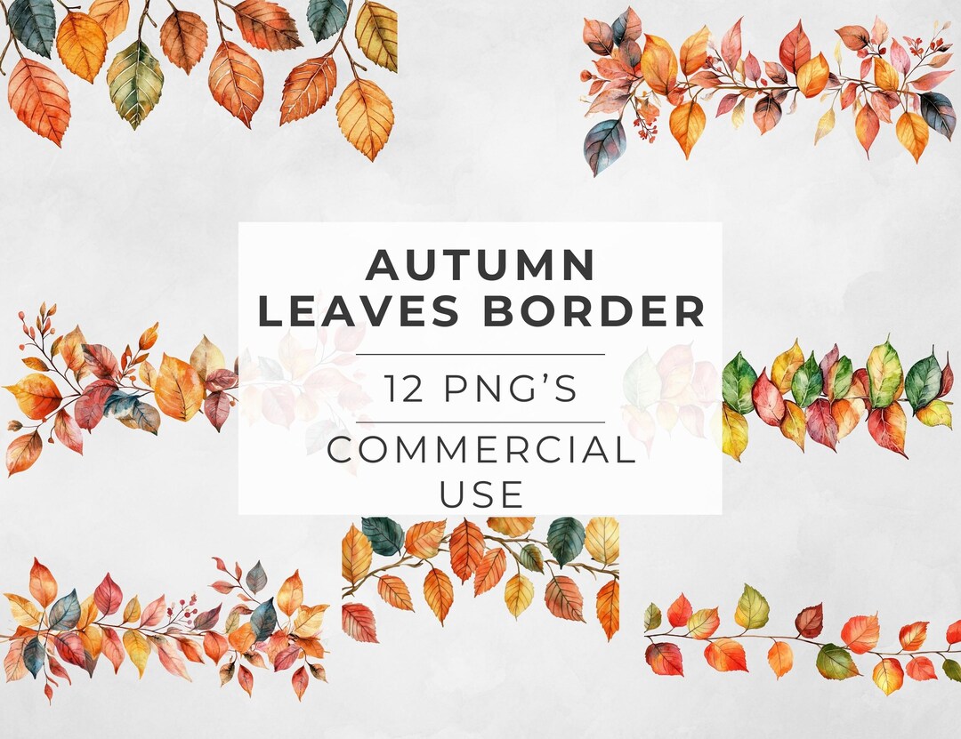 Autumn Leaf Clipart Border, Watercolor Fall Leaves, Thanksgiving ...