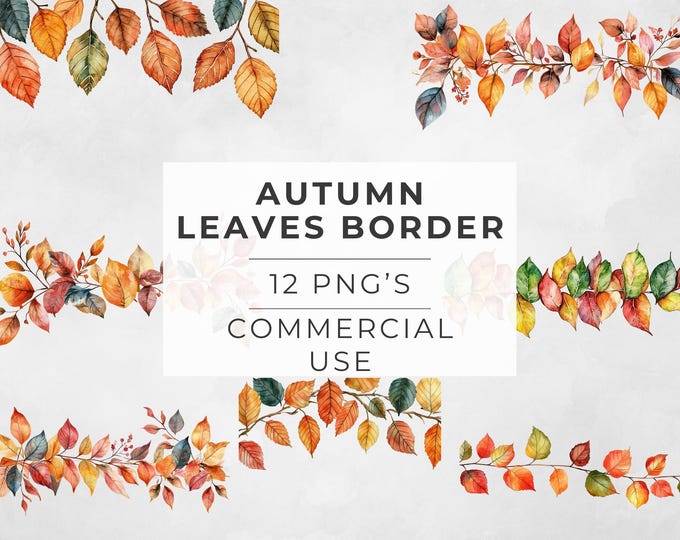 Watercolor Leaves Clipart, Leaf Borders, Watercolor Fall Overlays ...