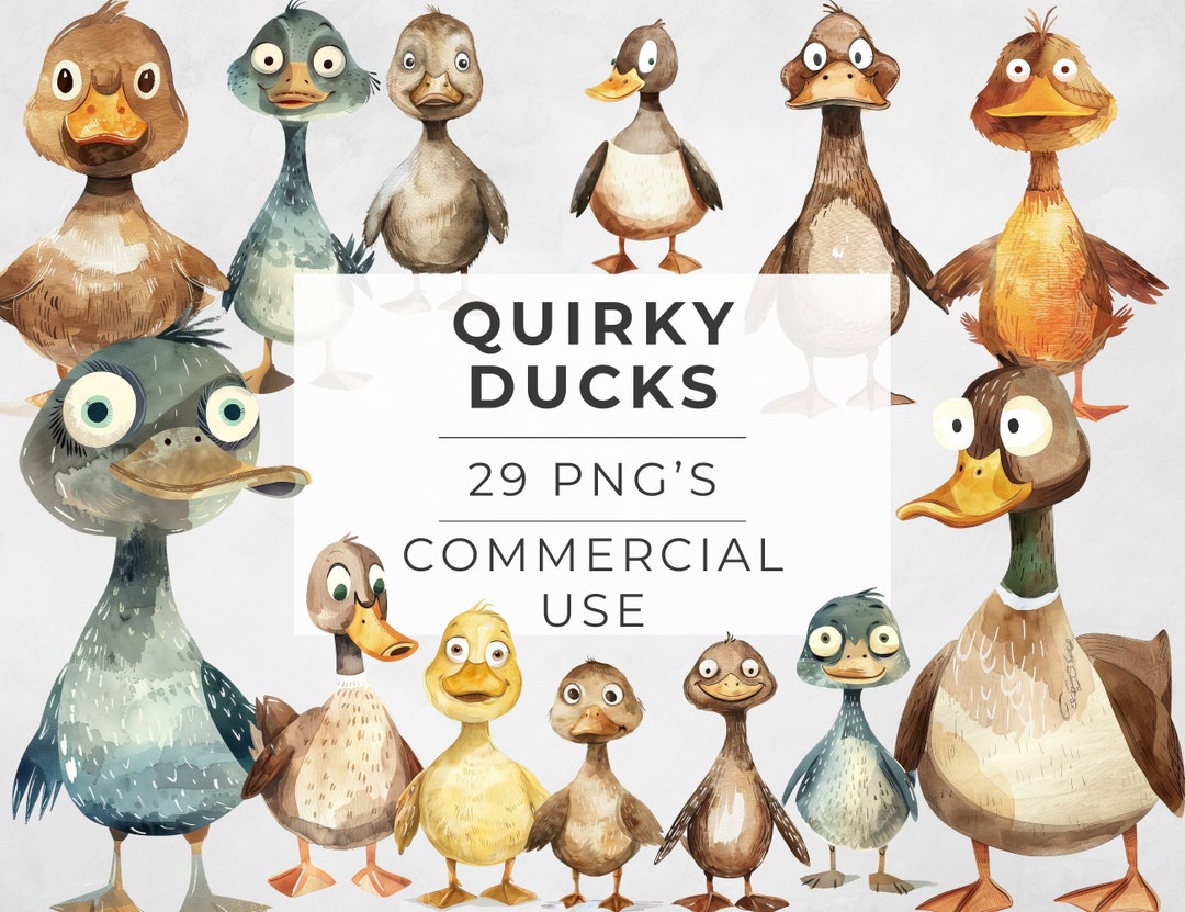 Quirky Ducks, Farm Animals, Whimsical Png Elements, Mixed Media ...