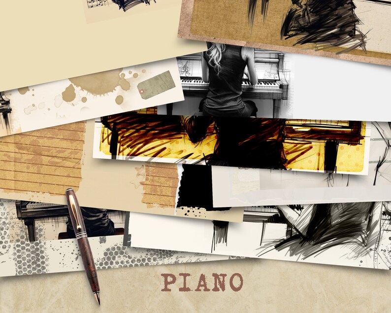 Piano Junk Journal Pages, Musical Notes, Woman, 8.5 X 11 Inches, US ...