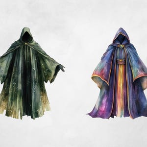 Watercolor Wizard Robe Clipart: Fantasy Magician PNG Images (commercial ...