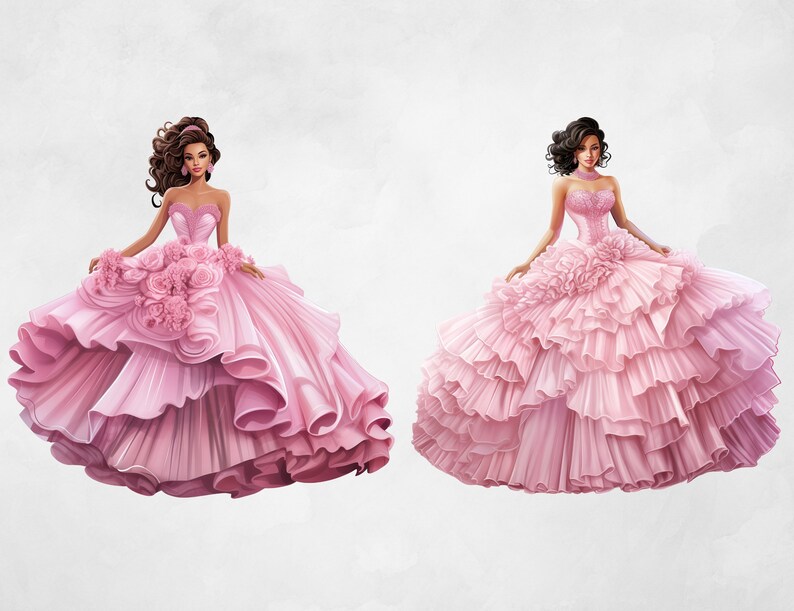 Pink Quinceanera Dress, Elegant Dresses, Birthday Princess, INSTANT ...