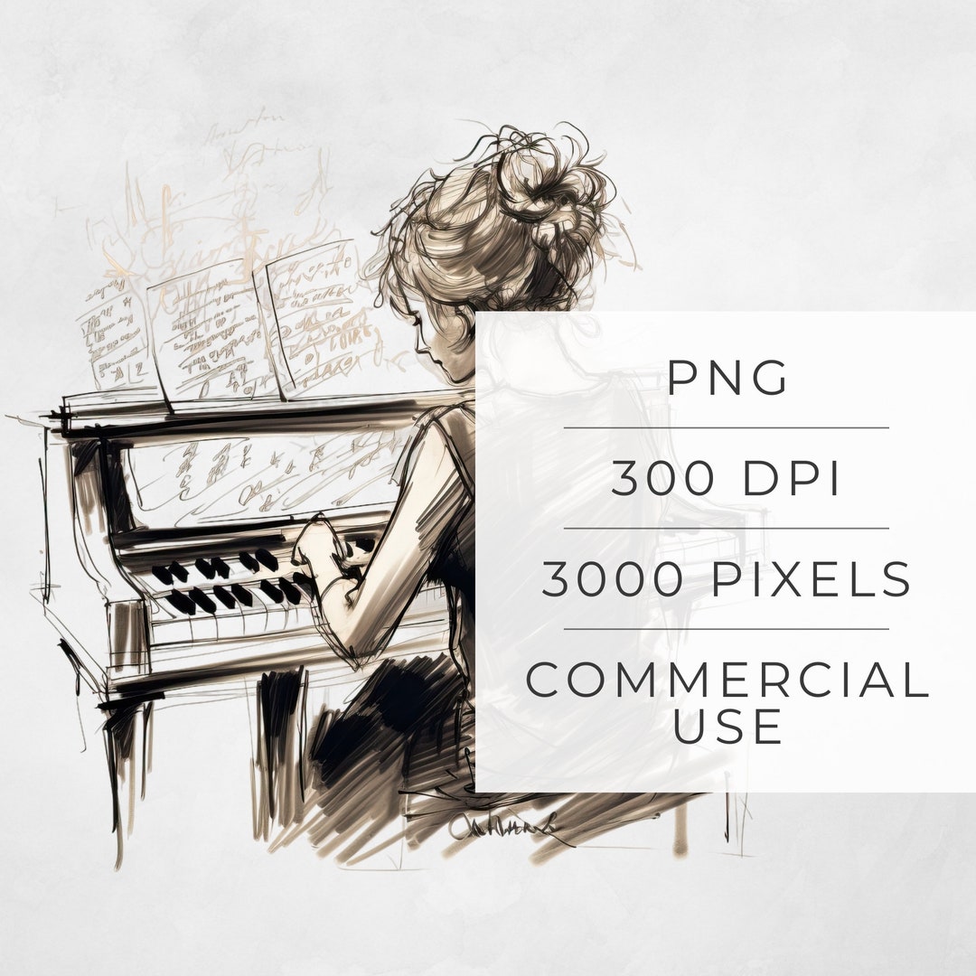 Piano Clipart, Woman Playing, Music Notes, Musical Scrapbook ...