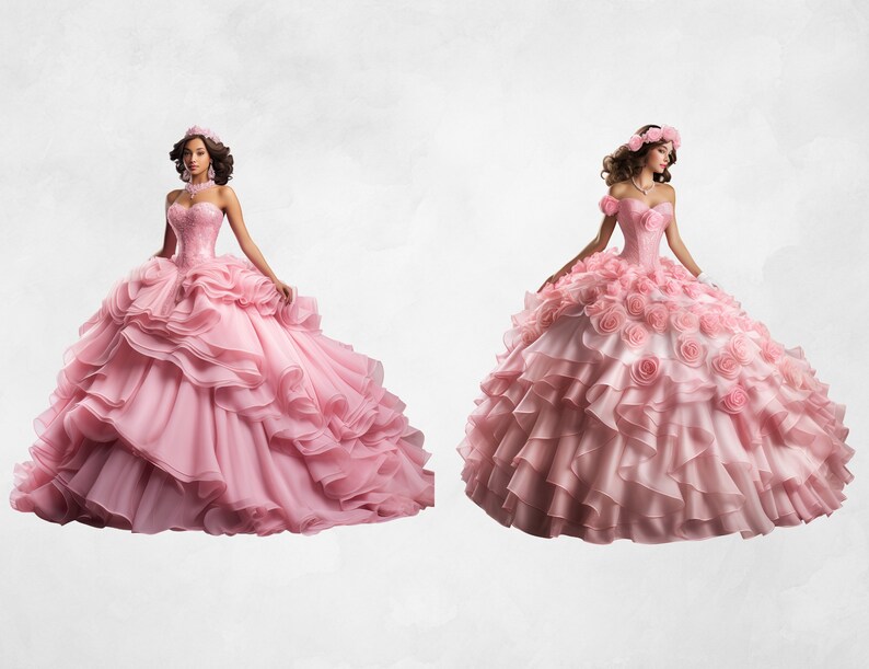 Pink Quinceanera Dress, Elegant Dresses, Birthday Princess, INSTANT ...