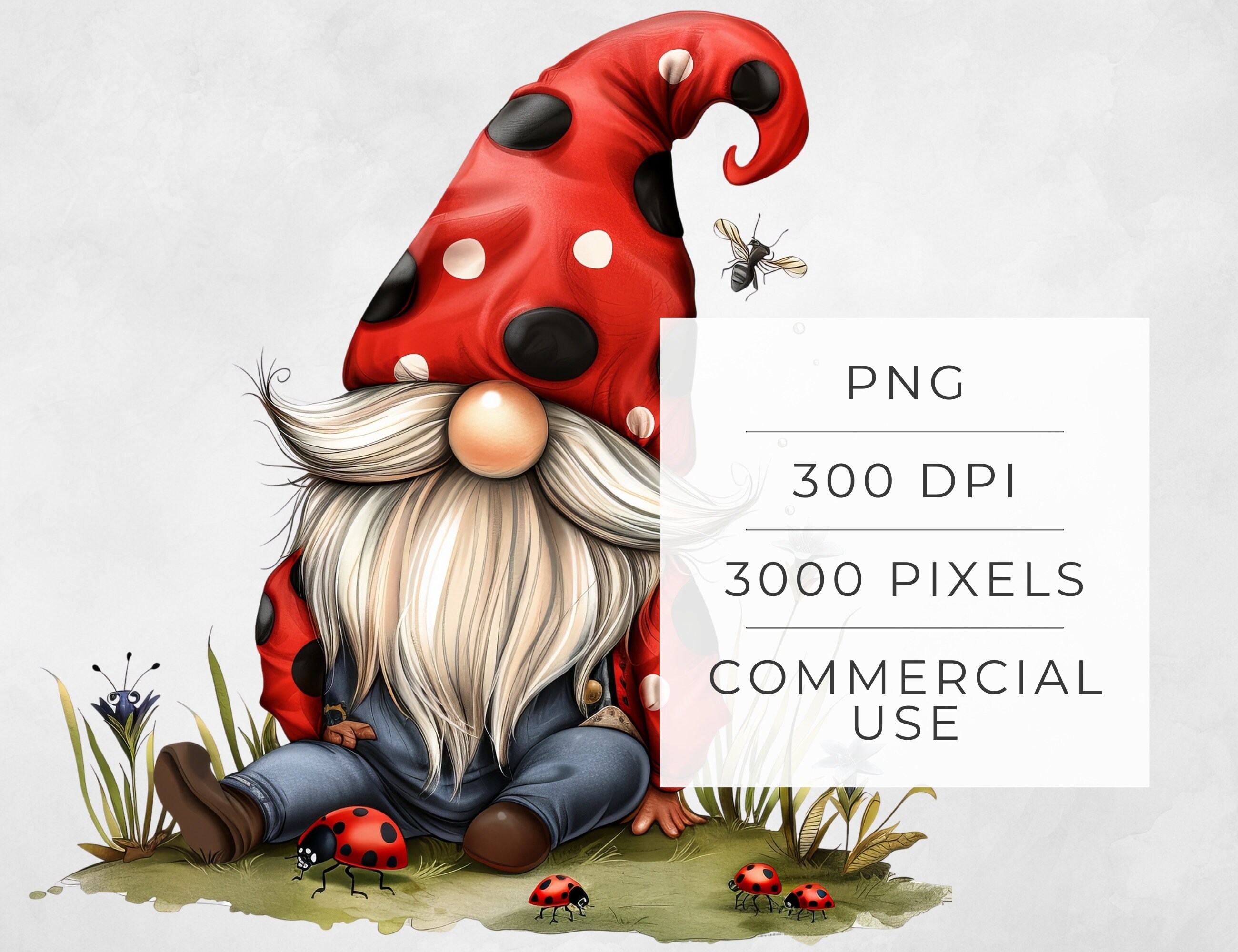Ladybug Gnome Clipart Bundle, Garden Gnome, Watercolor, Cute Spring ...