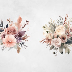 Blush Pink Floral Clipart, Rose Watercolor Flowers Pack, Wedding ...