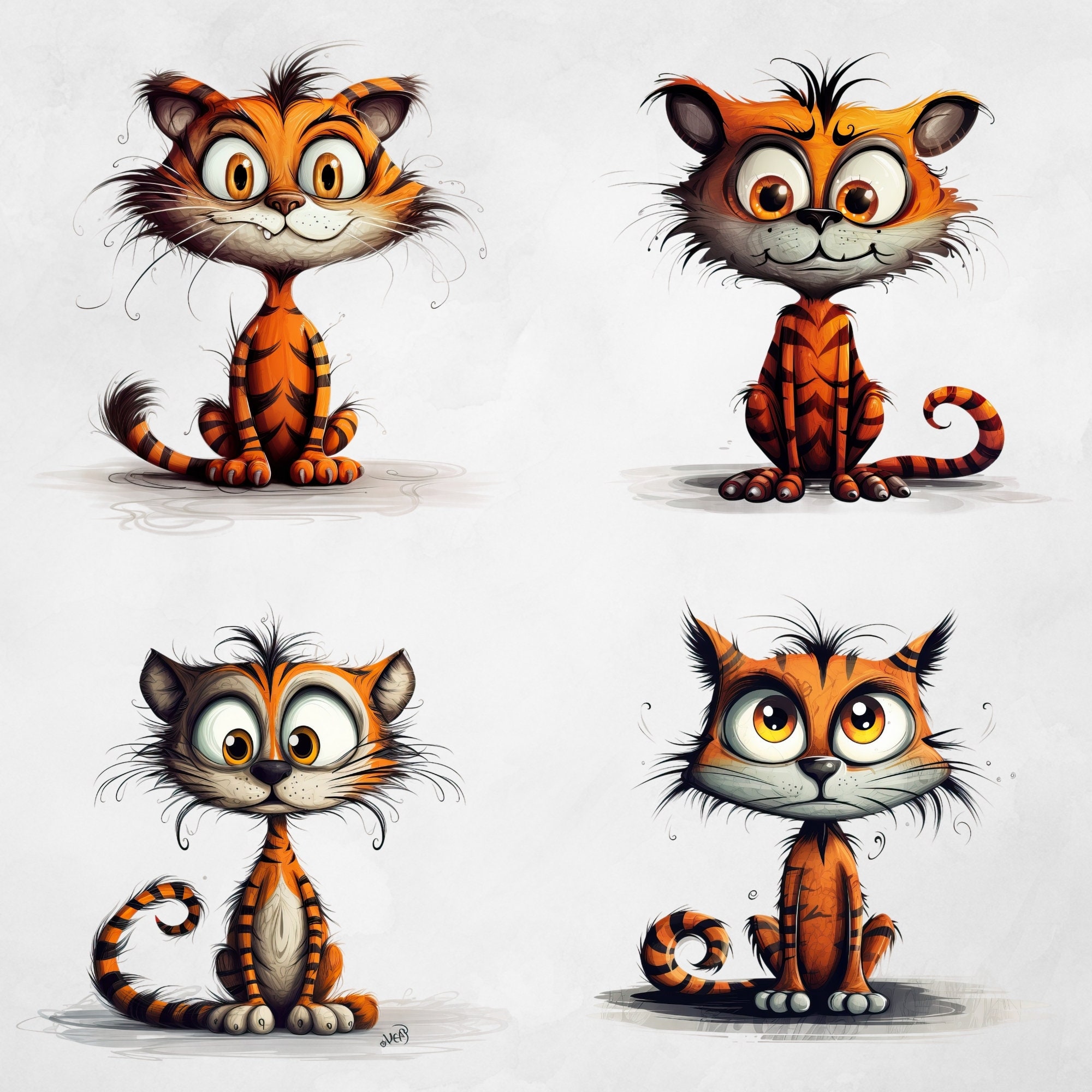 Quirky Tiger Clipart, Cute Animals, Wild Life, Watercolor, Big 5 Safari ...