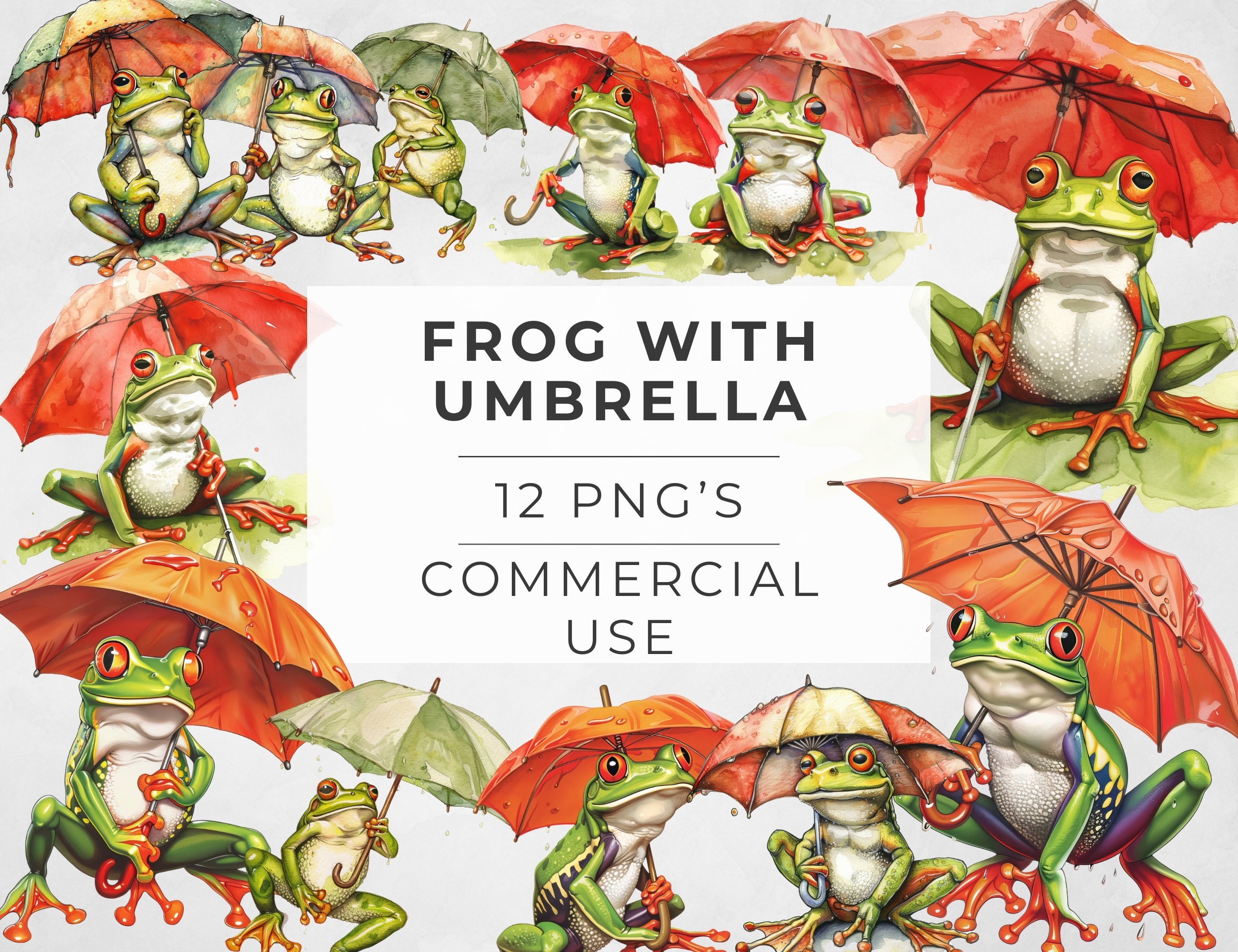 Frog With an Umbrella Clipart, Rain Showers, Cute Frog, Transparent PNG ...