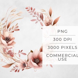 Blush Pink Floral Clipart, Rose Watercolor Flowers Pack, Wedding ...