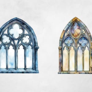 Window Frame Clipart, Watercolor Gothic Windows, Church, Stained Glass ...