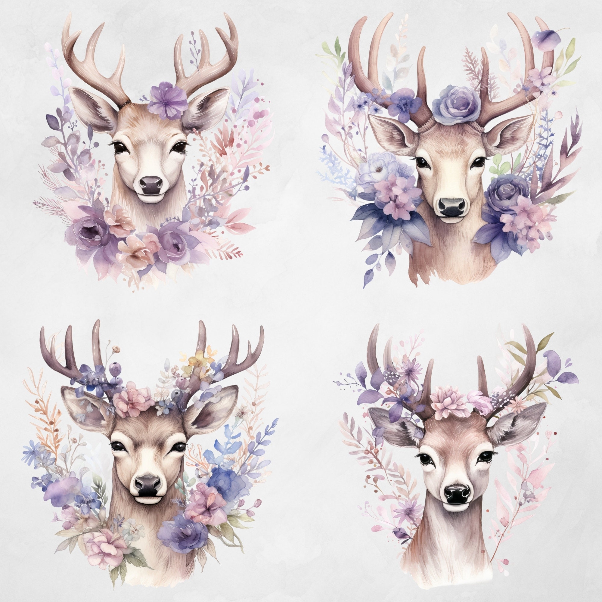 Watercolor Violet Clipart, Floral, Flowers Pack, Wedding Clipart ...