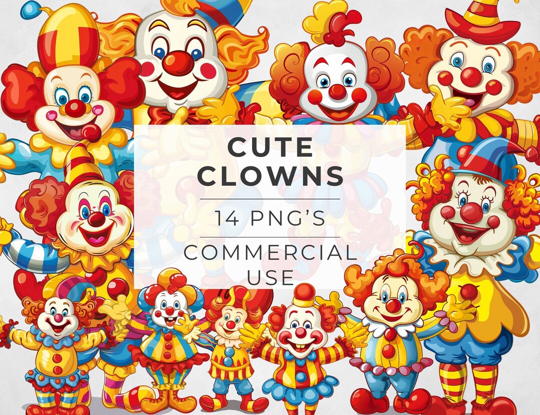 Cute Clown Clipart, Carnival, Birthday Party, Circus Theme, Clowncore ...