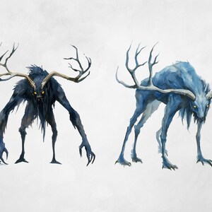 Wendigo Clipart, Watercolor Monster, Cryptid Monster, Mythical Beast ...