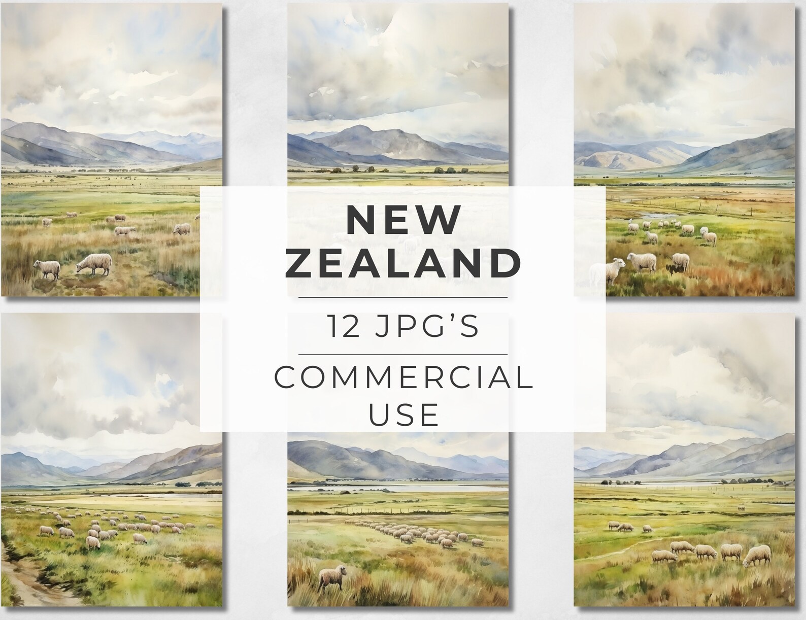 New Zealand Landscape Digital Paper, Sheep, Scenery, Grass, Backgrounds ...