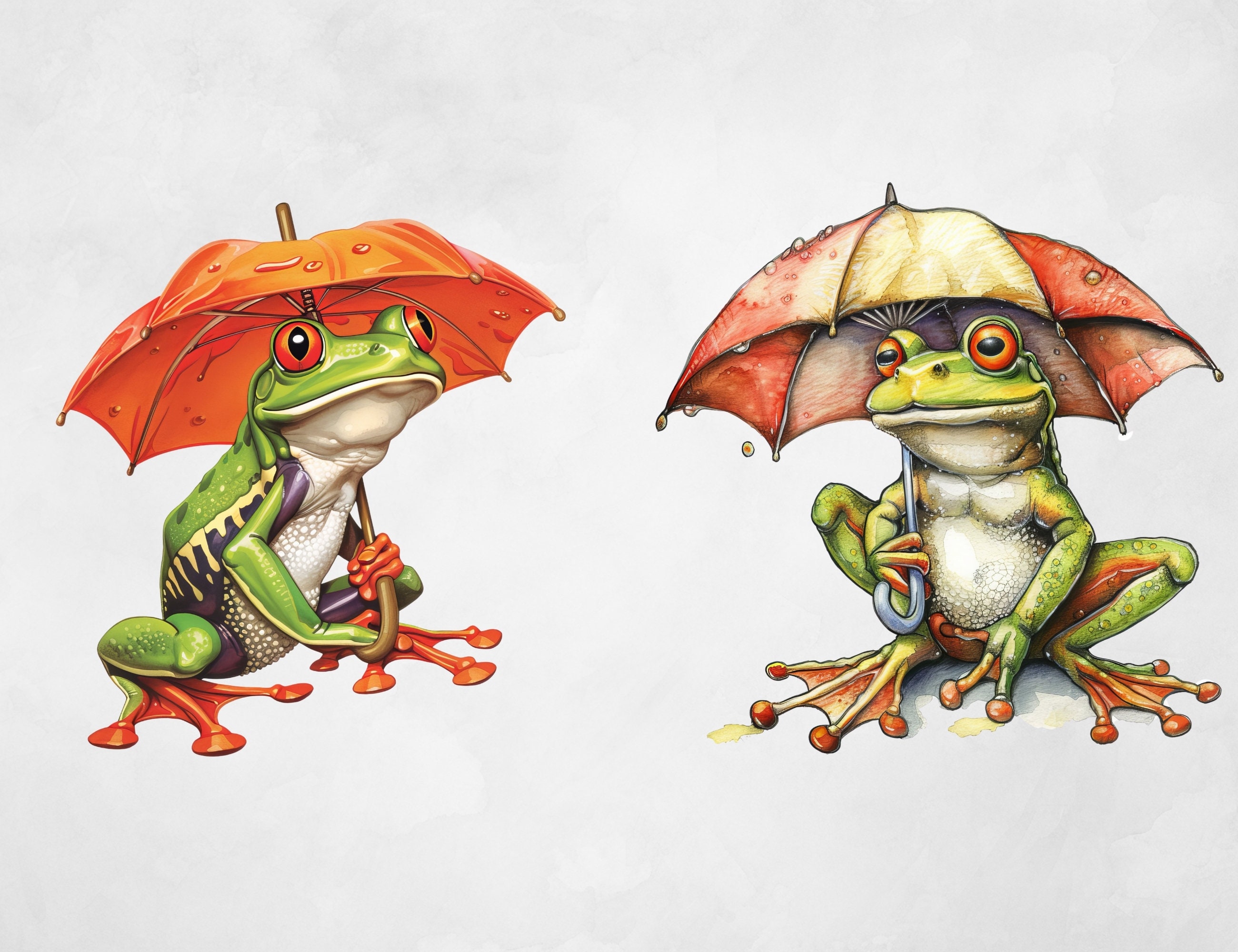 Frog With an Umbrella Clipart, Rain Showers, Cute Frog, Transparent PNG ...
