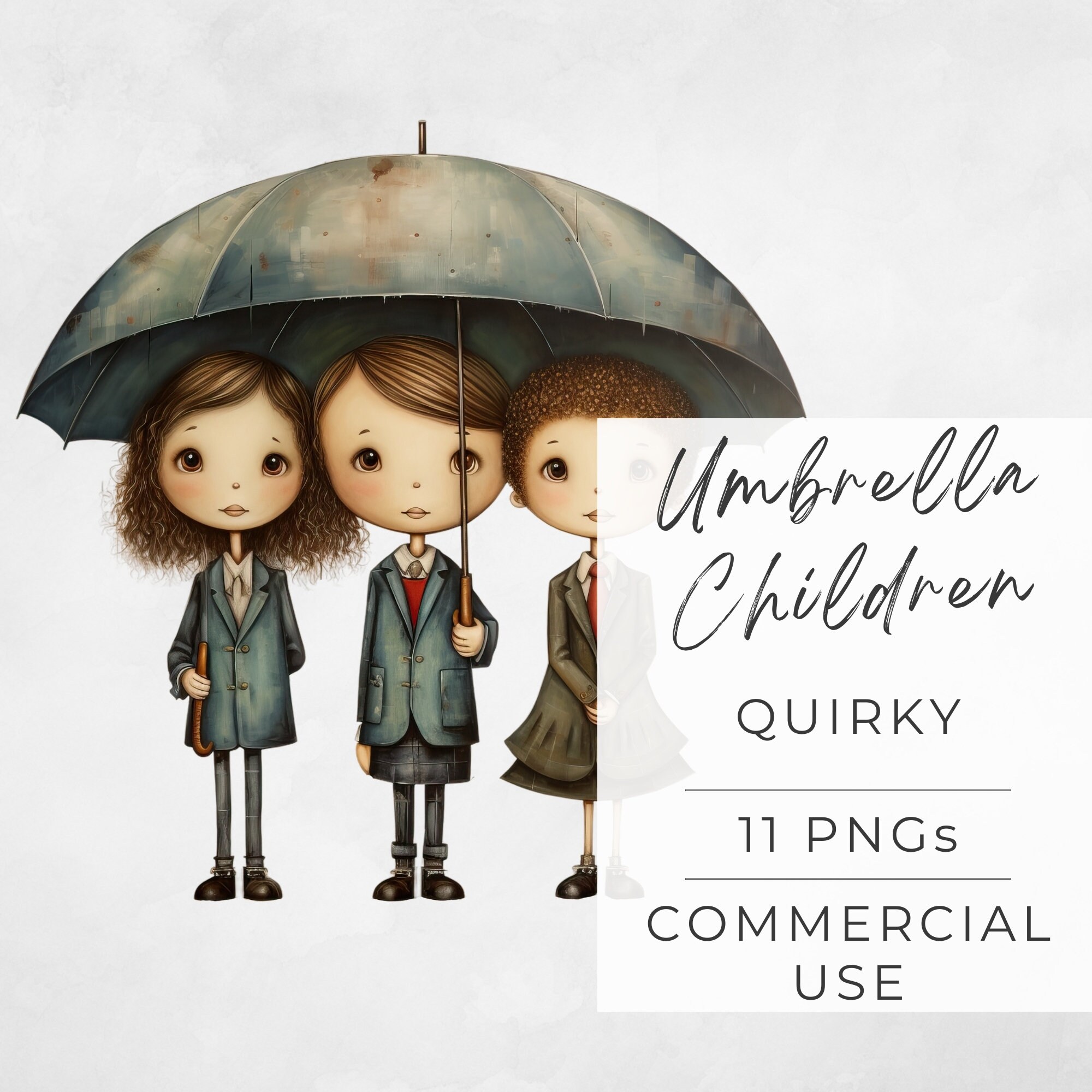 Quirky Children Clipart, Quirky and Whimsical, Cute People, Umbrellas ...