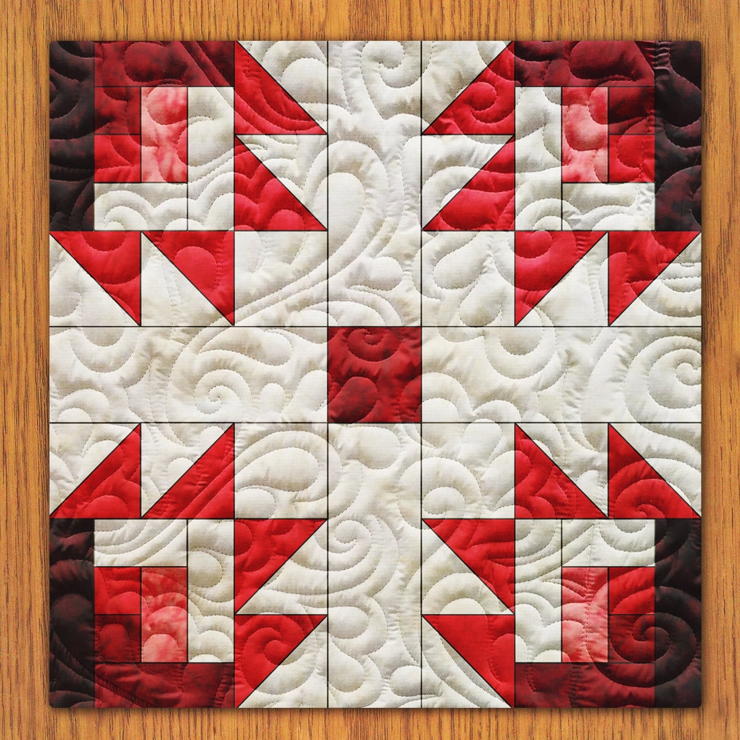Inverted Bear Paw Quilt Block PDF Pattern With Video Tutorial || 6, 8 ...