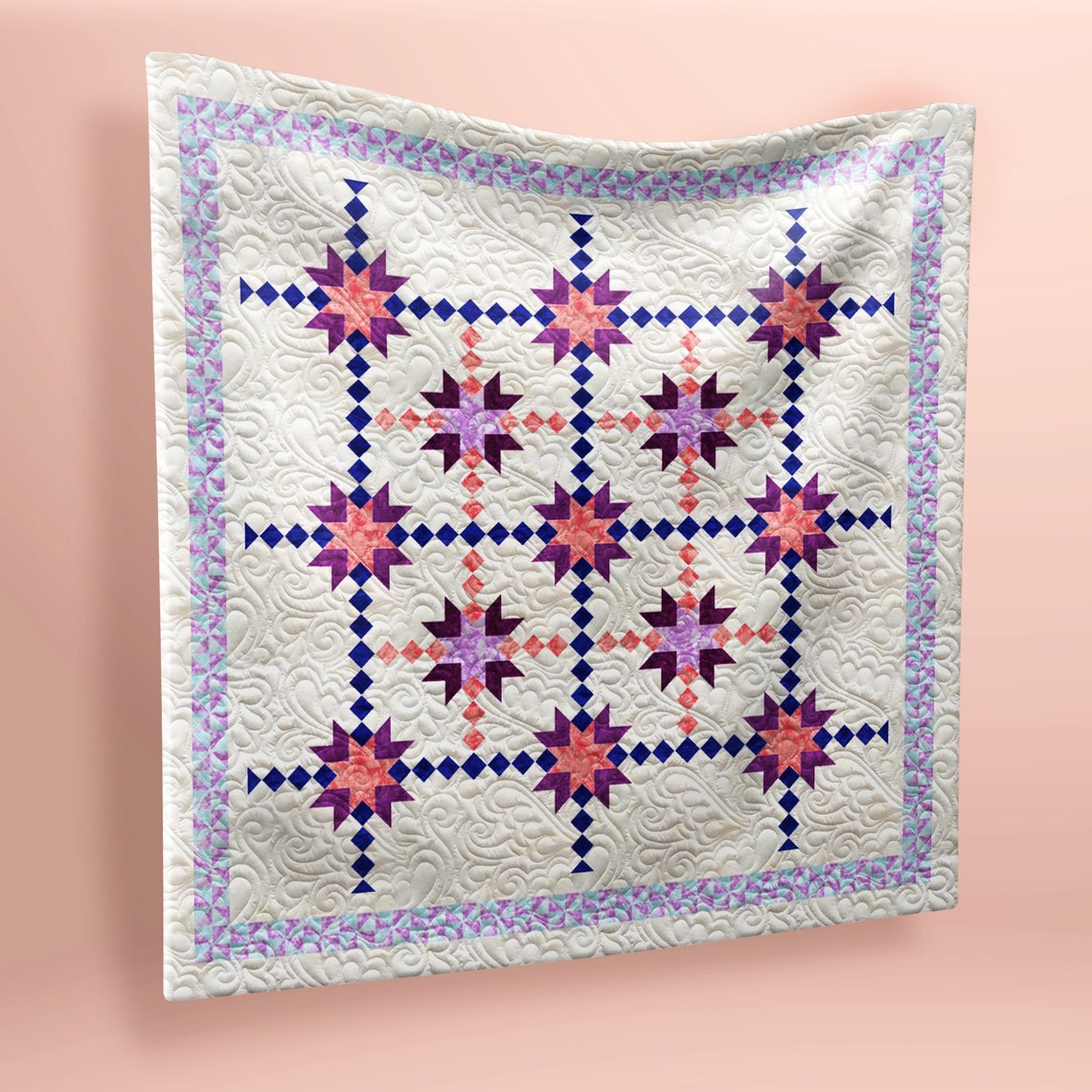 Chained Stars Quilt Block PDF Pattern With Video Tutorial || 6, 8, 10 ...