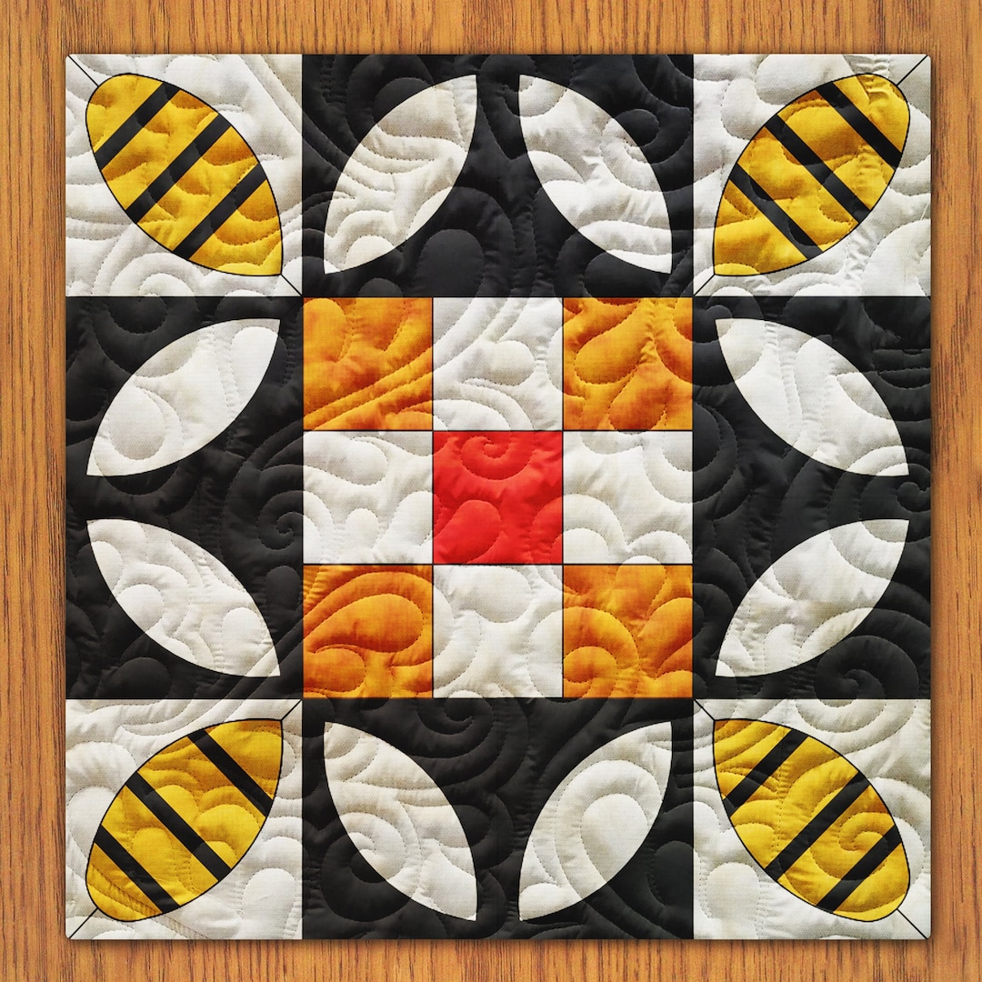 Honey Bee Quilt Block PDF Pattern With Video Tutorial || 6, 8, 10, 12 ...