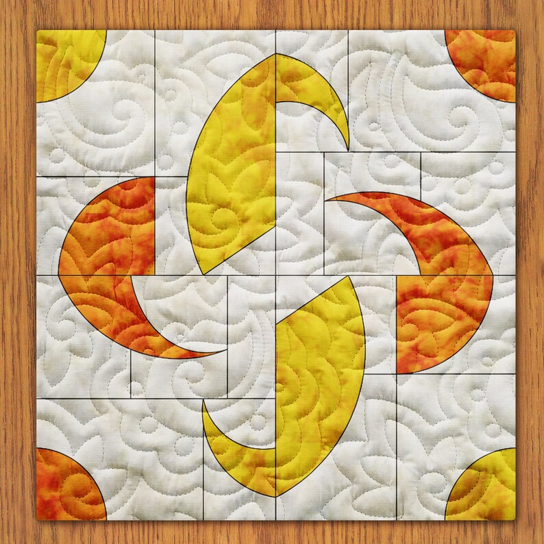 Orbital Spin Quilt Block PDF Pattern With Video Tutorial 16, 18, 20, 22 ...