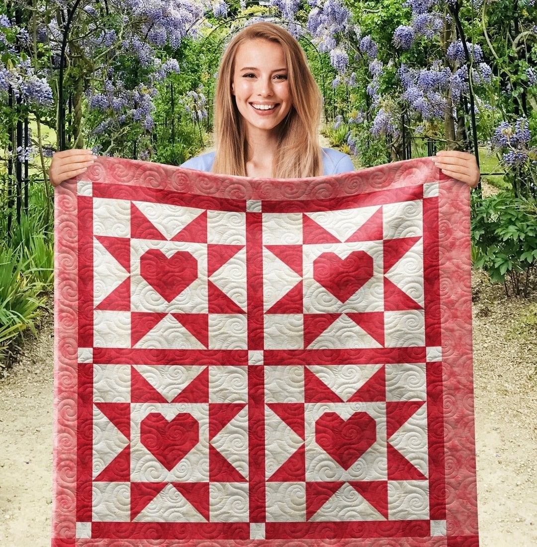 Hearts and Stars Wall Quilt PDF Pattern With Video Tutorial || 40x40 ...