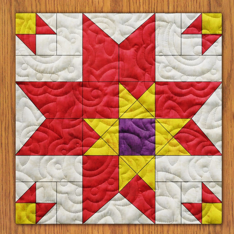 Triple Star Quilt Block PDF Pattern With Video Tutorial || 16, 18, 20 ...